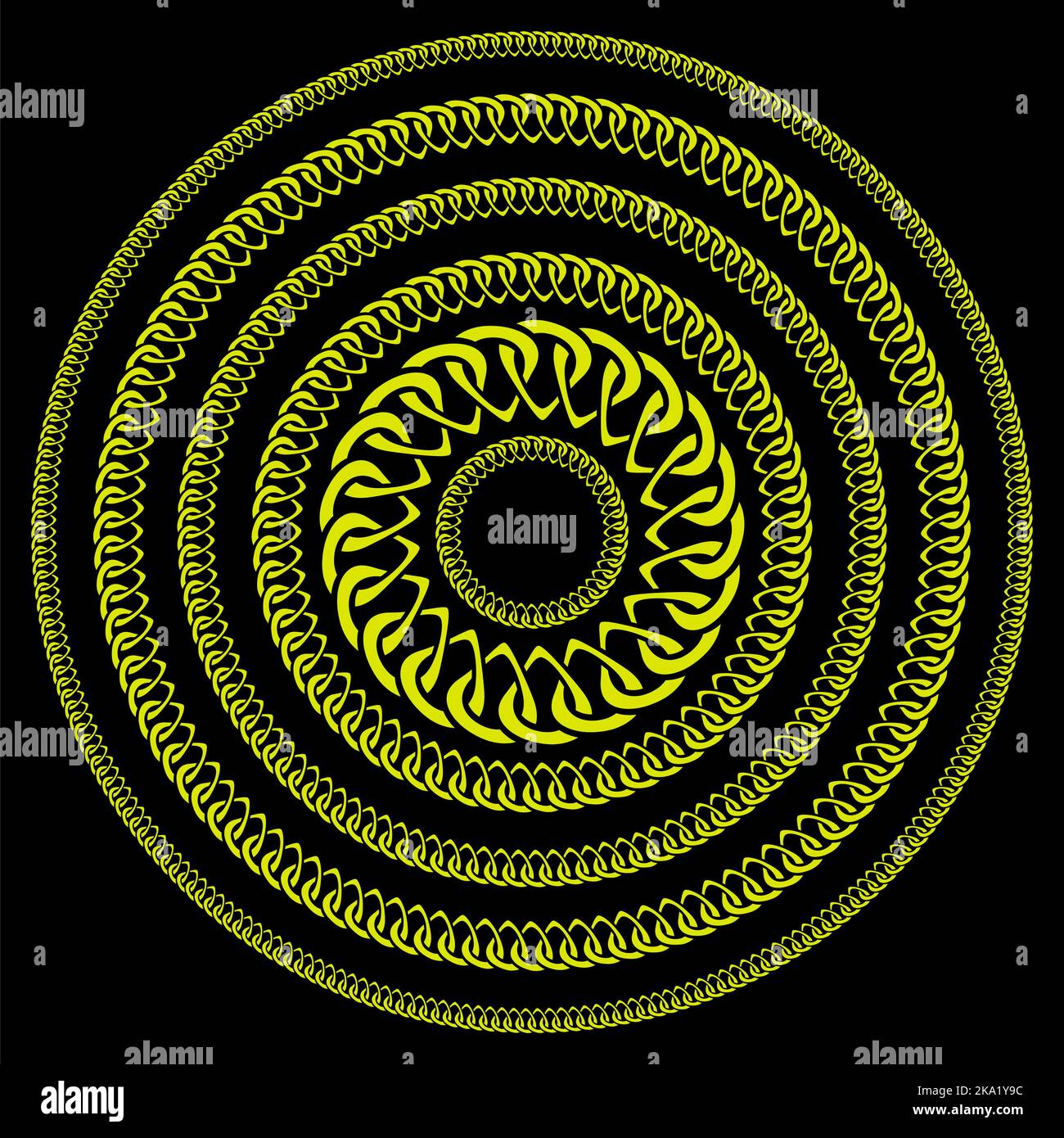 Set of Gold Yellow Chain Circles Isolated on Black Background Stock ...