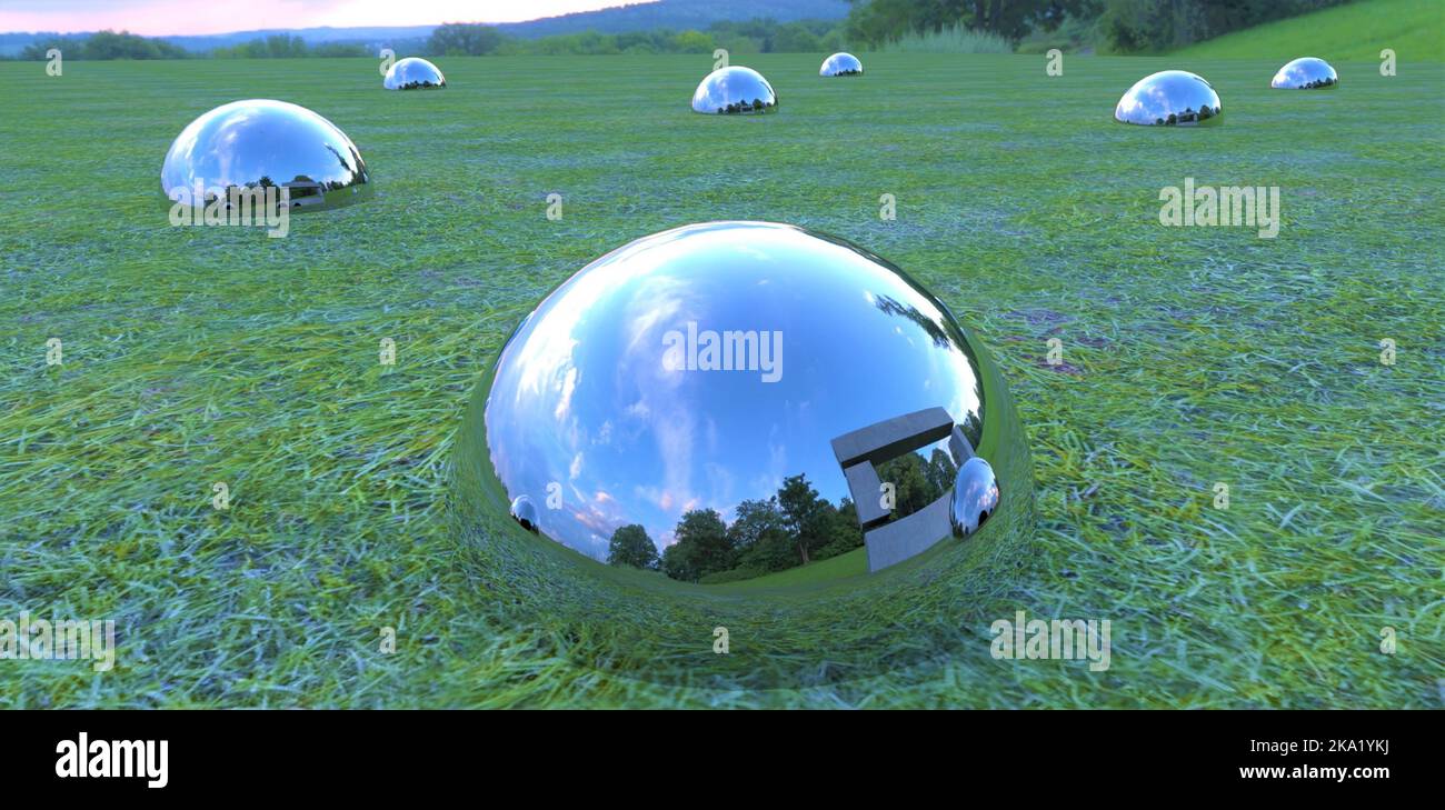 Large metal balls of an unidentified alloy are dug into the forest ...