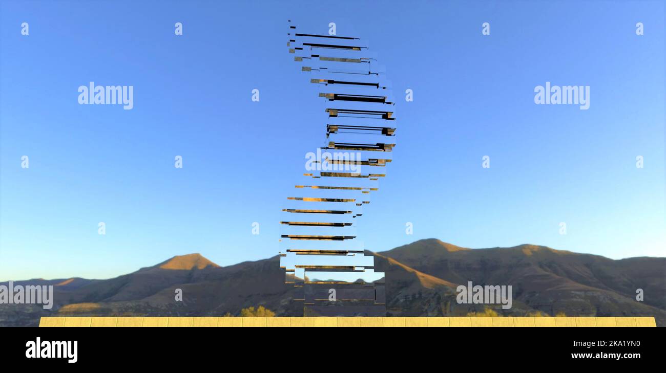 A monument to the human soul, made of mirrored glass blocks. Mounted on ...