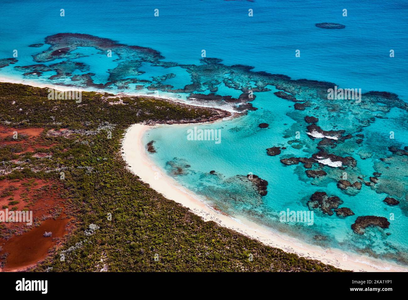 Bahamas islands shallow water surrounding islands aerial Stock Photo ...