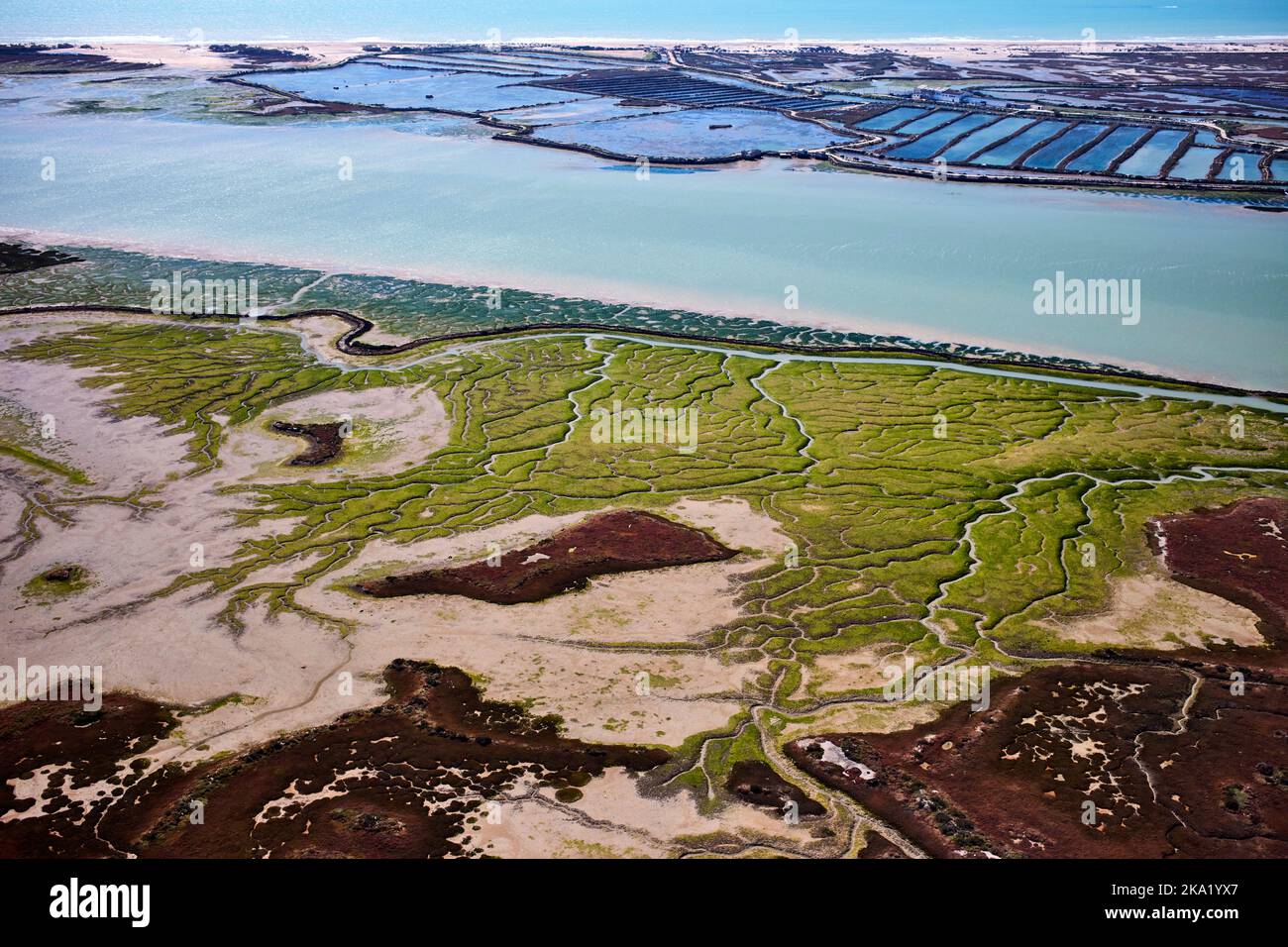 Bay of Cadiz marsh water area aerial Stock Photo - Alamy