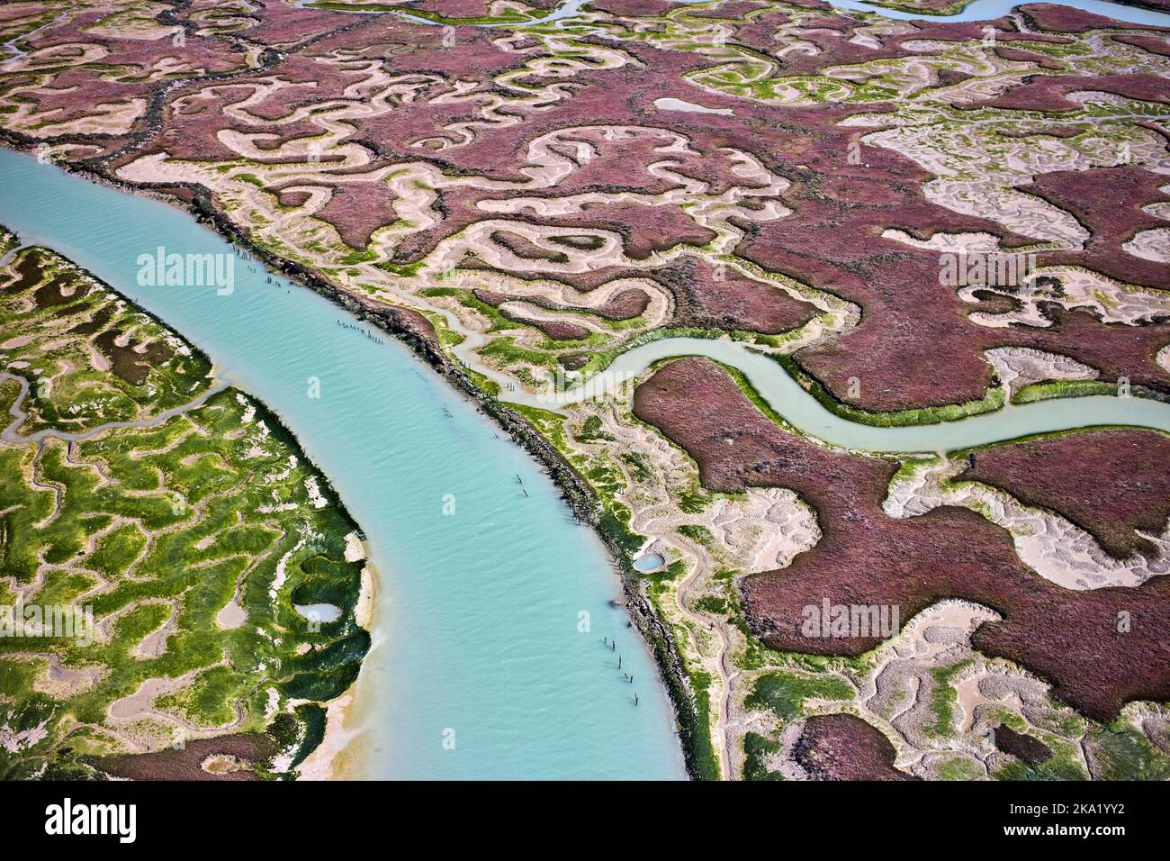 Bay of Cadiz marsh water area aerial Stock Photo - Alamy