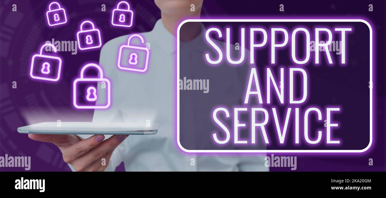 Conceptual display Support And Service. Conceptual photo Technical ...