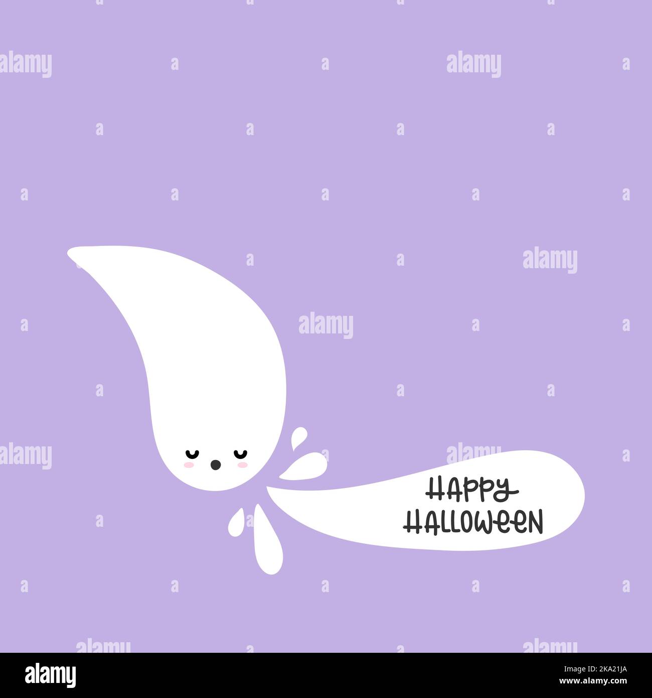 Happy Halloween lettering. Creepy cute little ghost. Vector ...