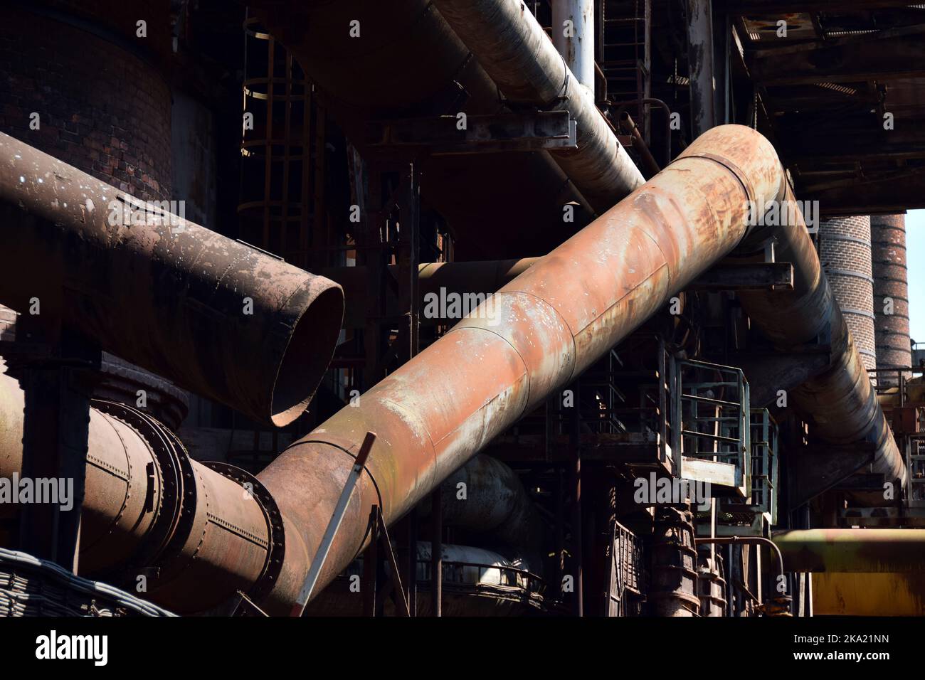 The closed blast furnace in Völklinger, Germany. This site is today ...