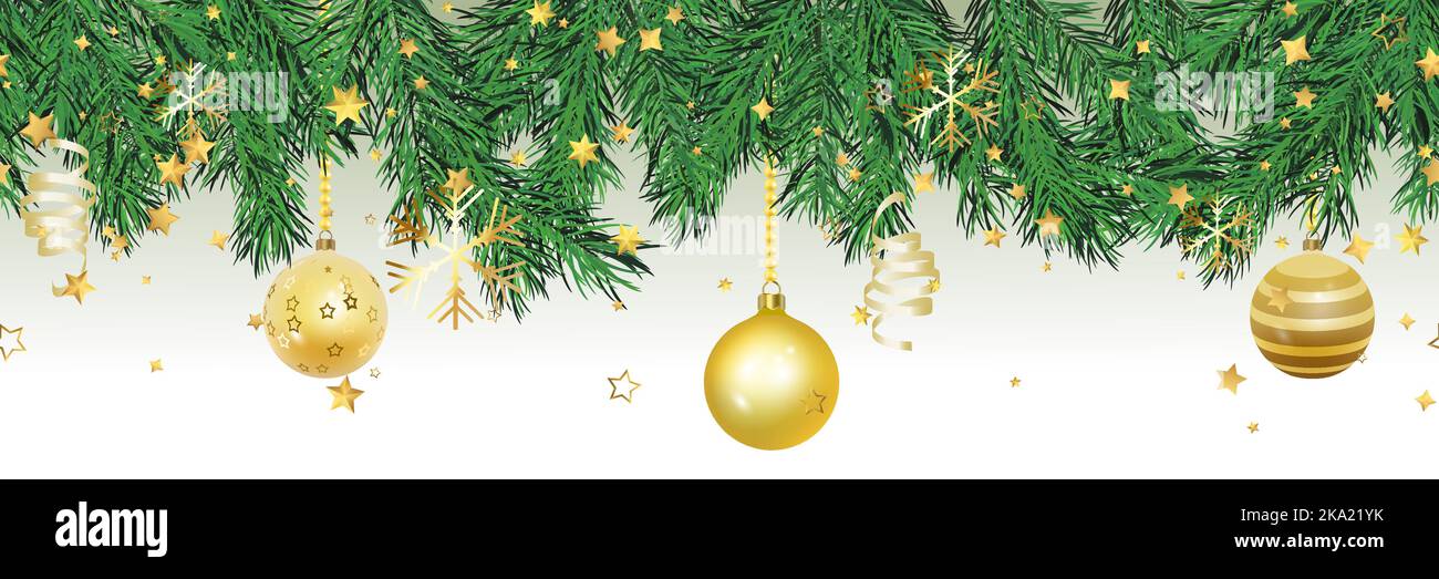 Holiday banner Merry Christmas and Happy New Year. Seamless design with ...