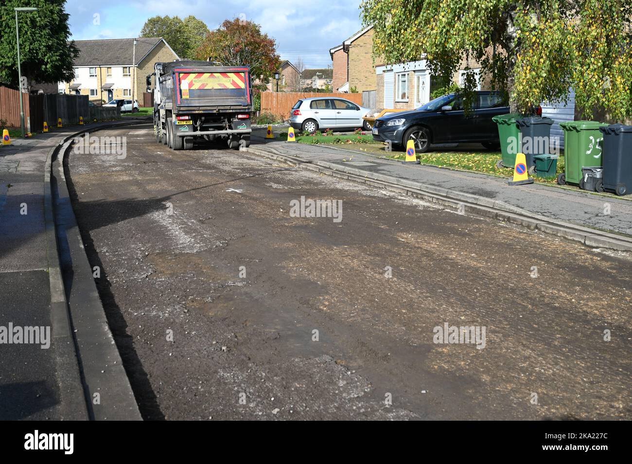 A road foundation being prepared for a new road surface in Horley ...