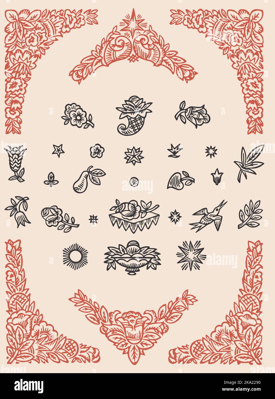 Vintage woodcut Floral design elements for books, invitations, labels ...