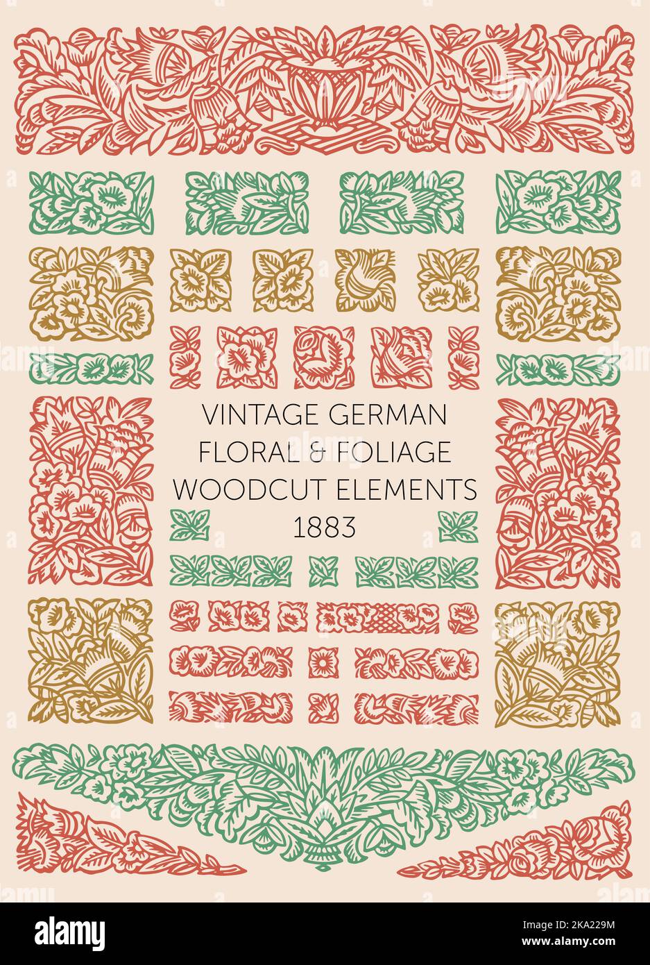 Vintage woodcut Floral design elements for books, invitations, labels ...