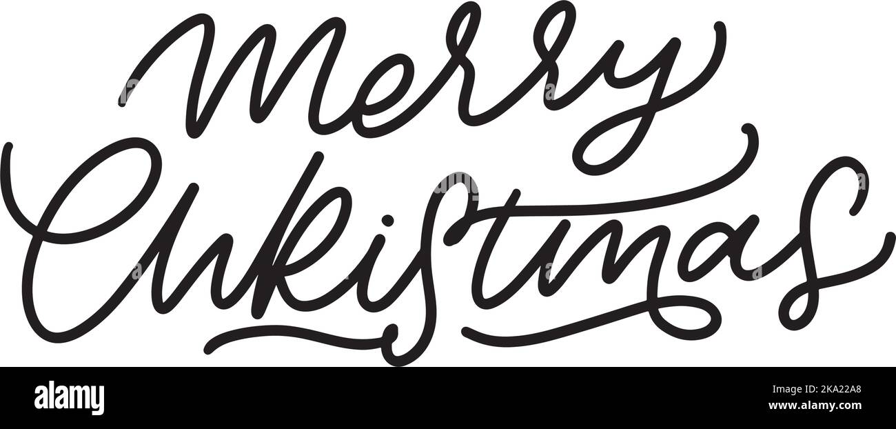 Merry Christmas Hand Lettering Calligraphy Isolated On White Background