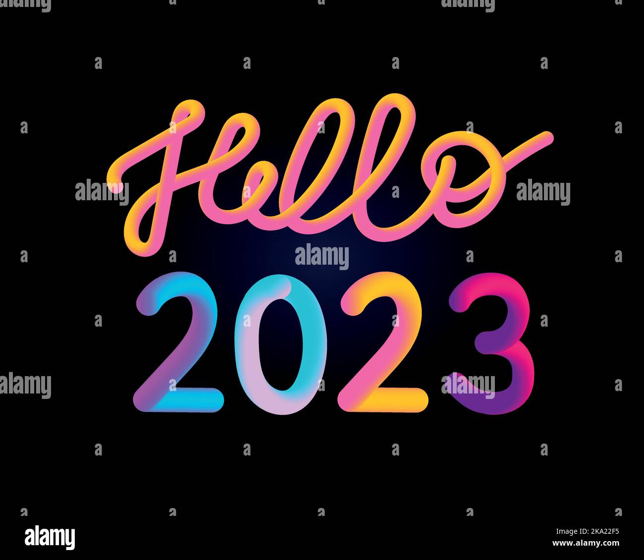 Happy new year 2023 future metaverse neon text neon with metal effect, numbers and futurism ...