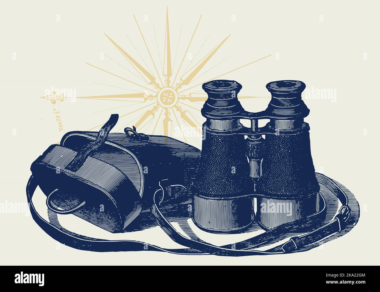 Field and Marine binoculars, 1904 engraving. Vintage vector ...