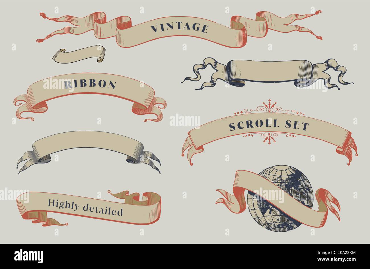 Vintage ribbon banners set. Isolated. Vector illustration. For use as ...