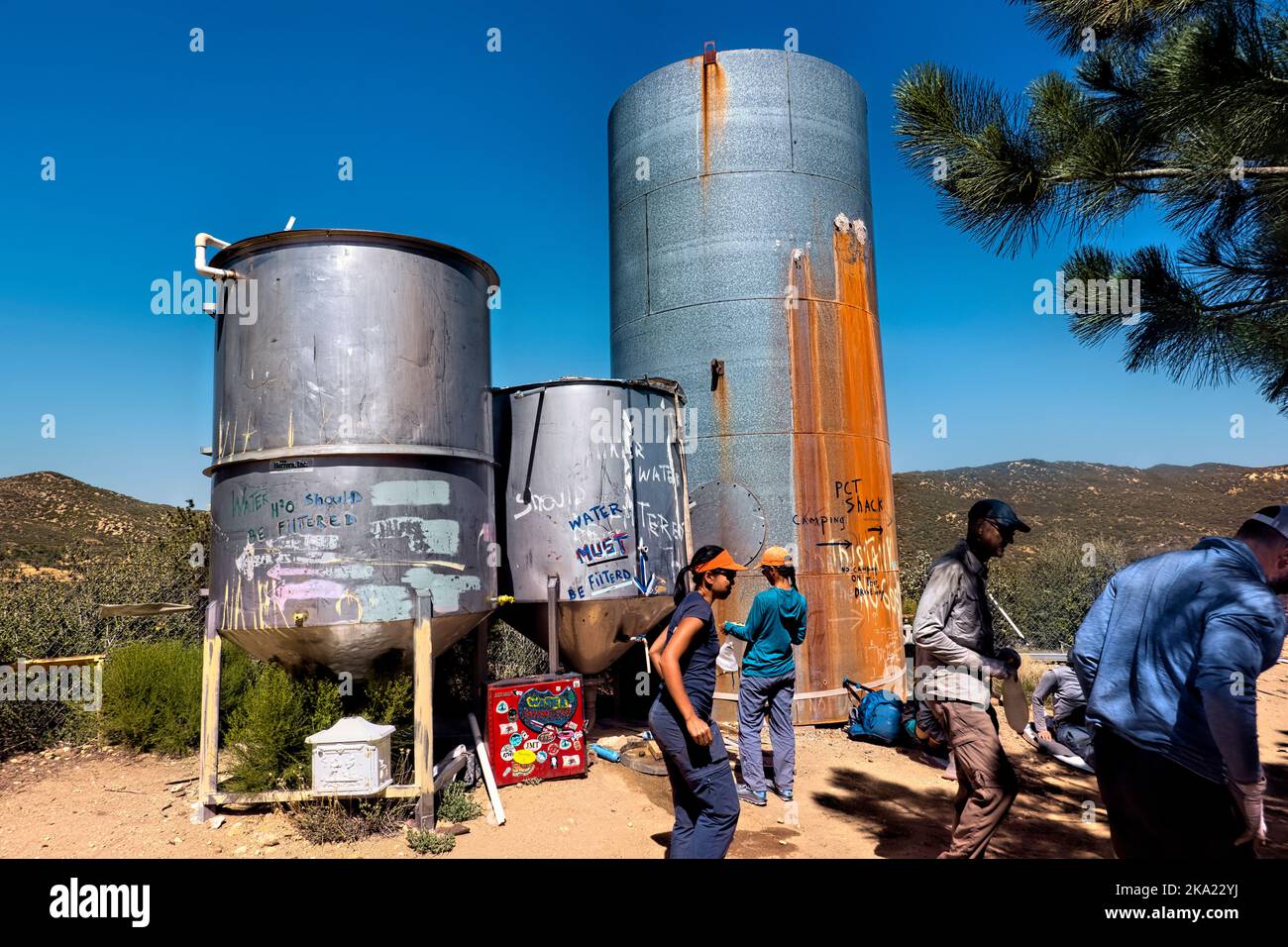 Hikers getting water at Mike’s Place on the Pacific Crest Trail, Julian ...