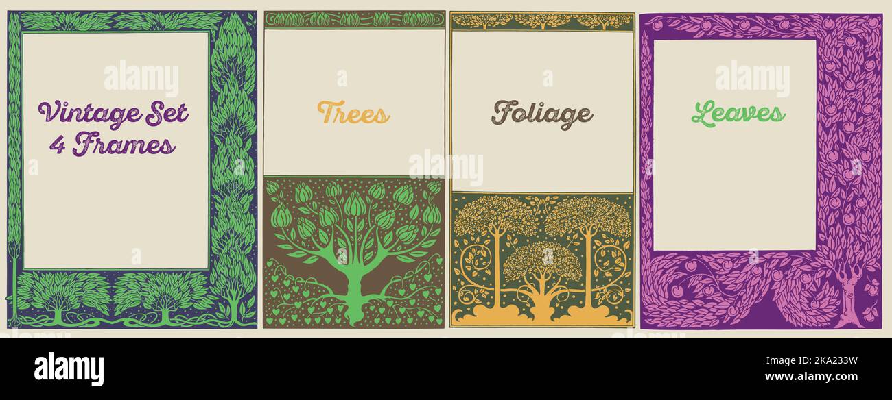 Vintage tree, leaves and foliage. Engraving, woodcut. For use on book ...