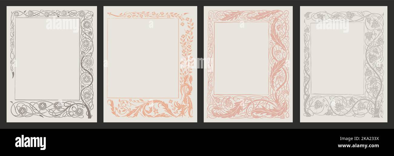 Ornamental vector borders illustrated by Aubrey Beardsley, from the ...