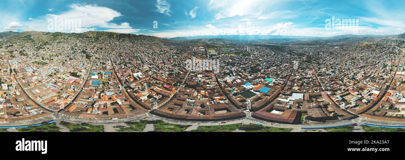 Huamanga, AYACUCHO, PERU. 360 degree panorama of the main square and ...