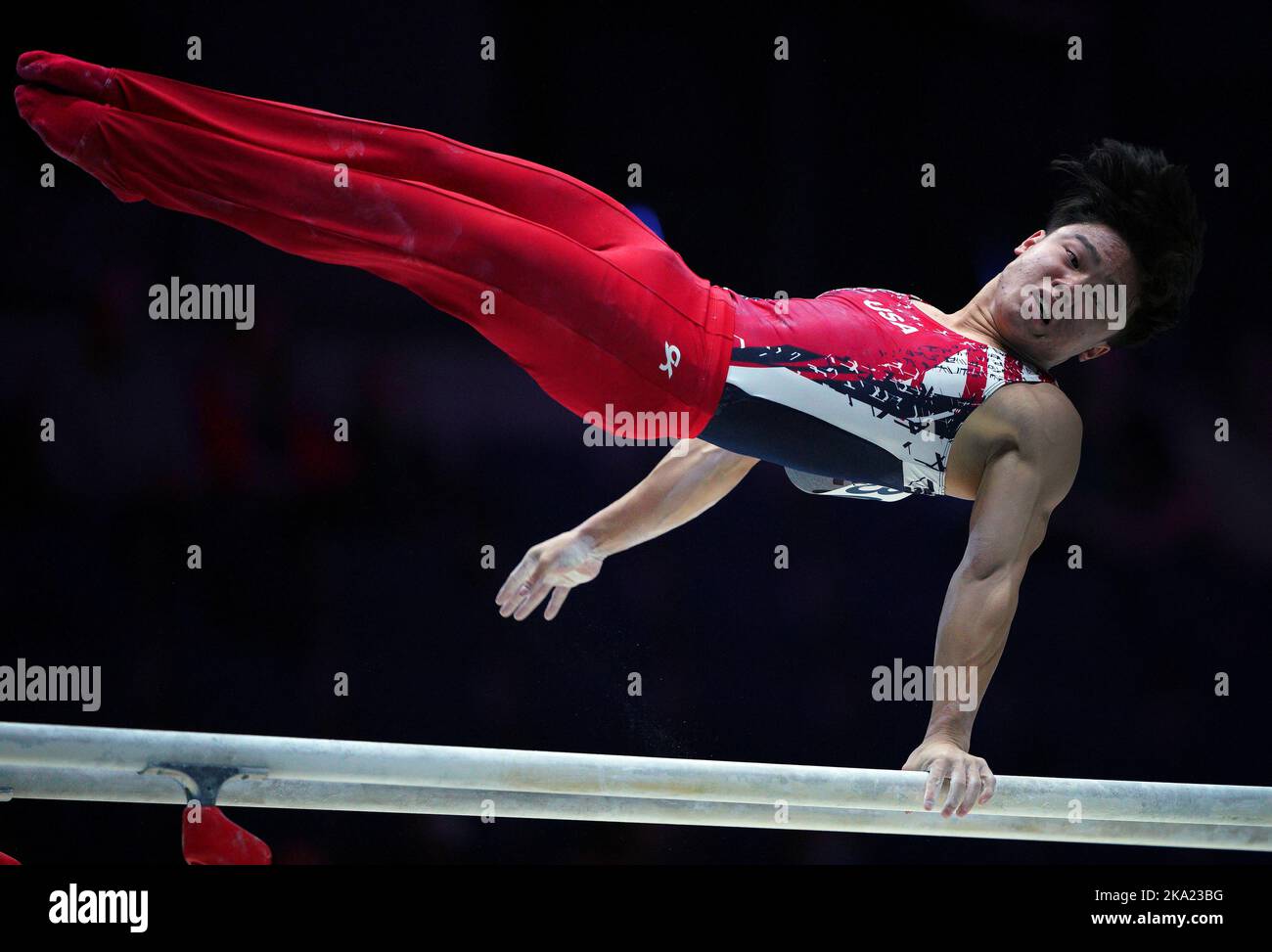 USA's Asher Hong competes in the parallel bars during day three of the ...
