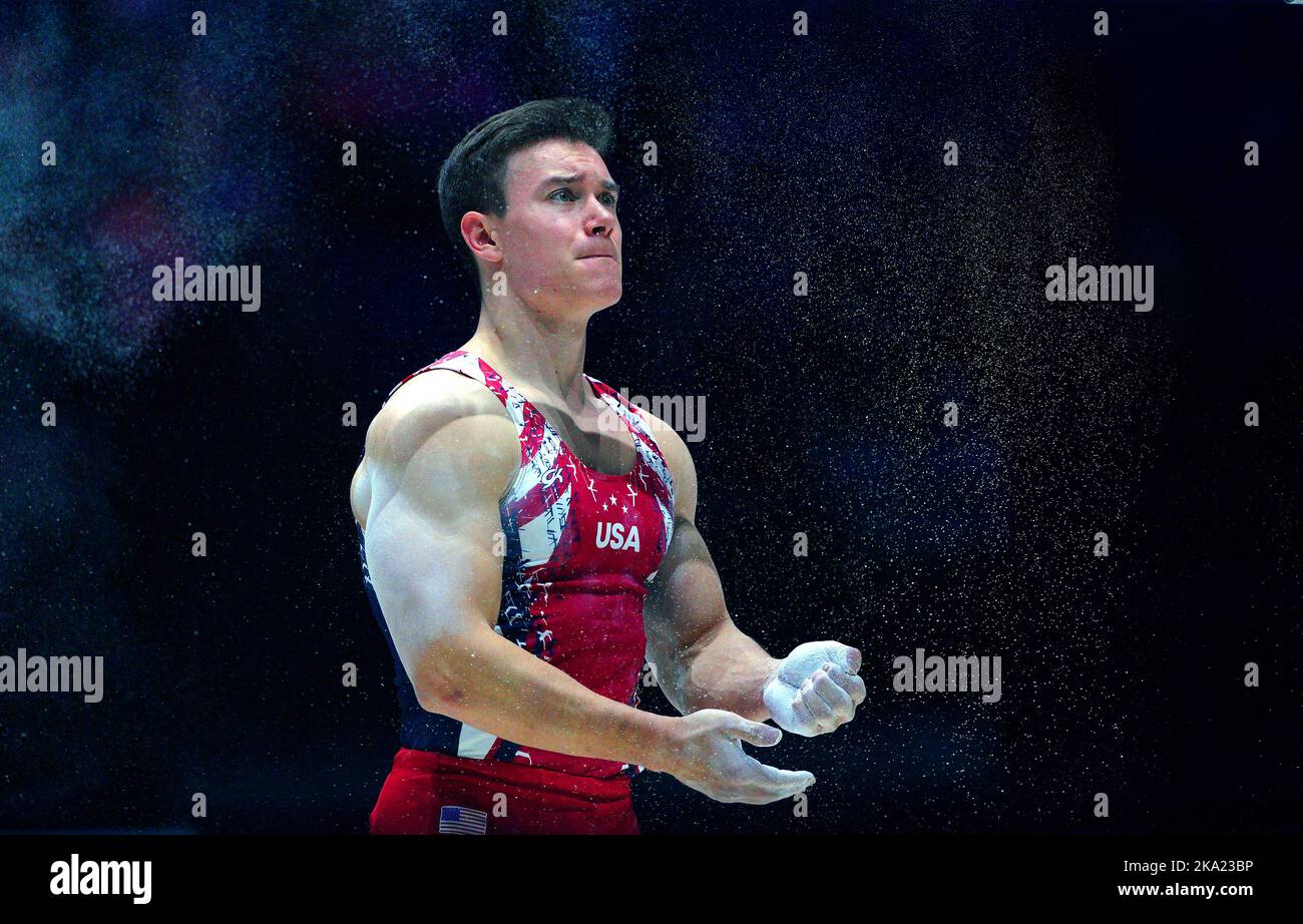 USA's Brody Malone competes in the parallel bars during day three of ...