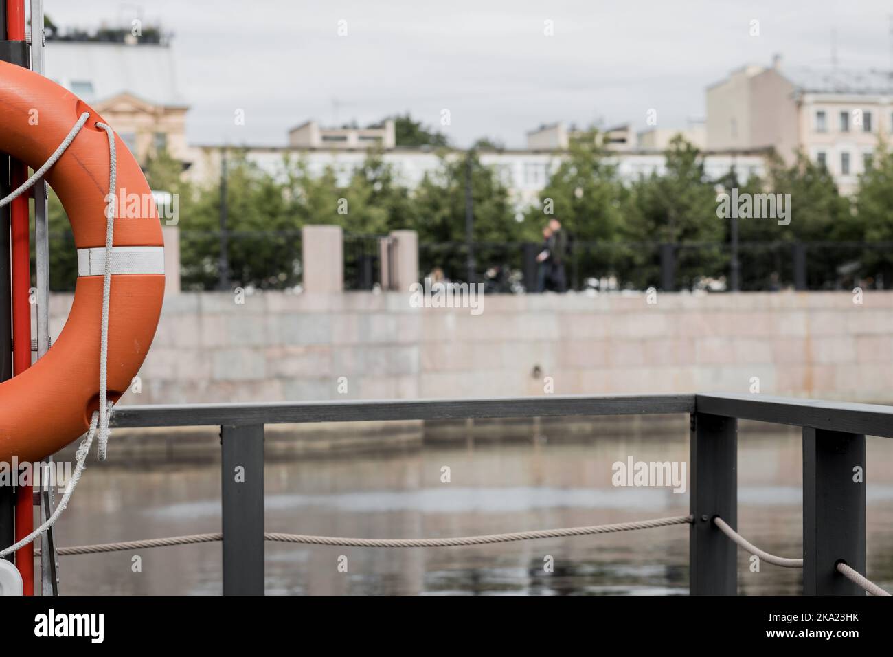 Lifeline in park. Safety on the water. Travel concept, travelling Stock ...