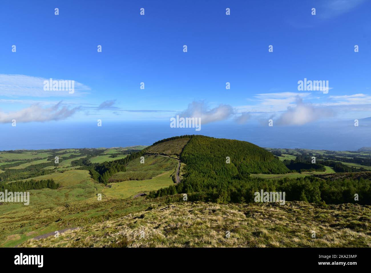 Beautiful rolling volcanic hills and valleys on the island of Sao ...
