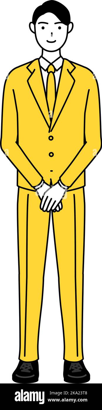 Simple line drawing illustration of a businessman in a suit with his ...