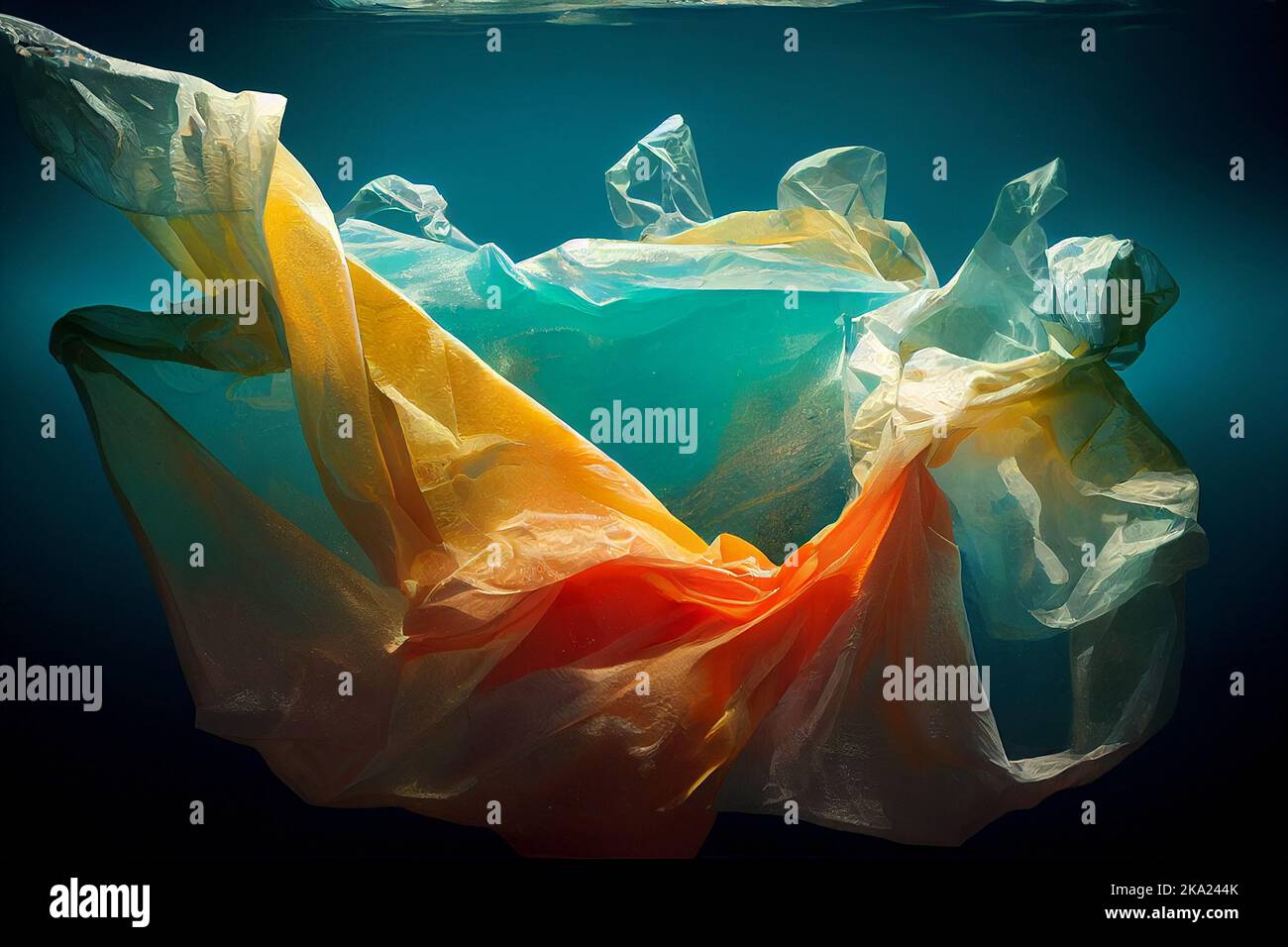 The plastic bags floating in the ocean Stock Photo - Alamy