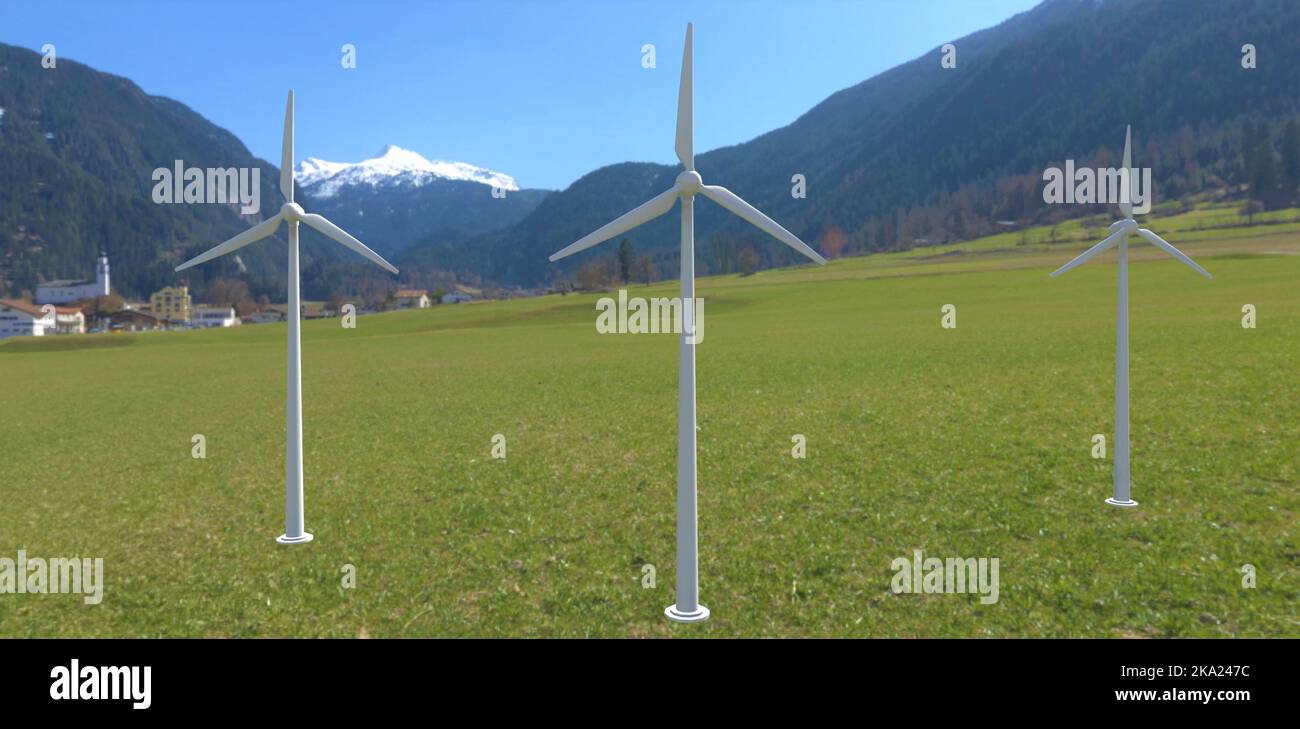 Three industrial wind turbines capable of supplying power to an entire ...