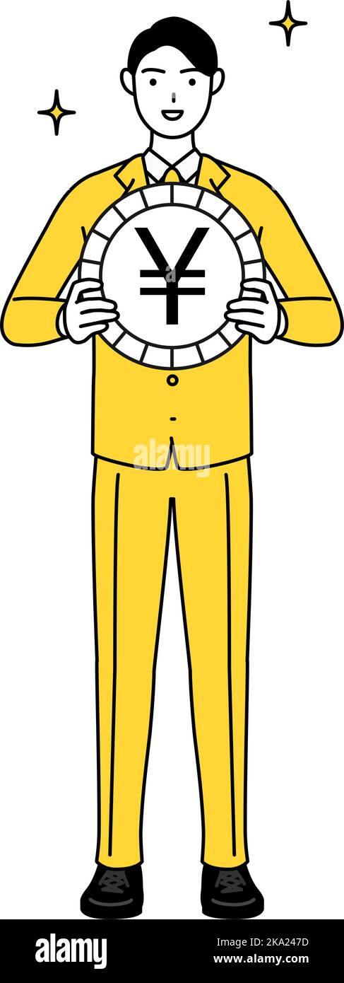 Simple line drawing illustration of a businessman in a suit, an image ...