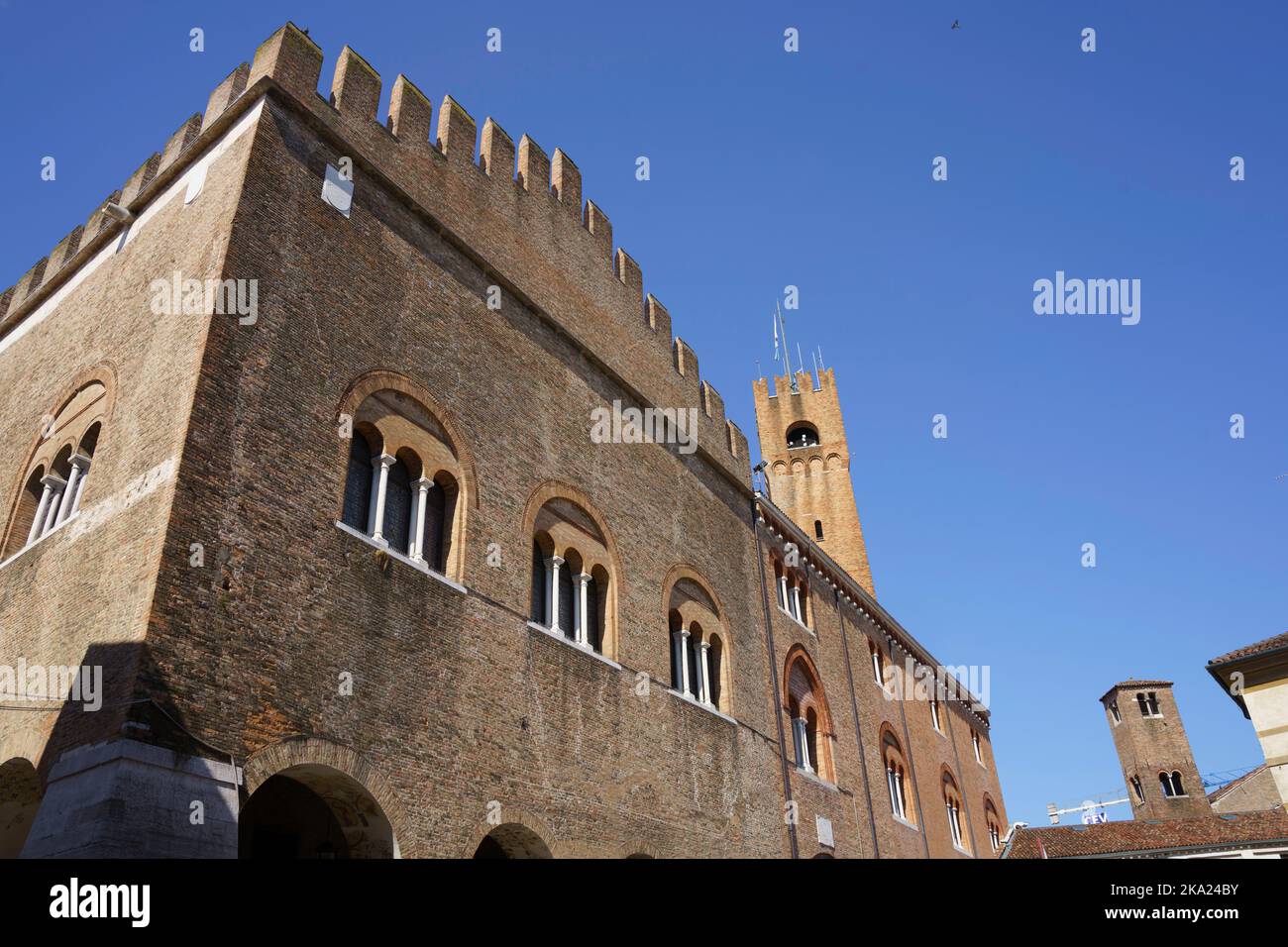 Exterior of historic buildings in Treviso, Veneto, Italy. The Palazzo ...