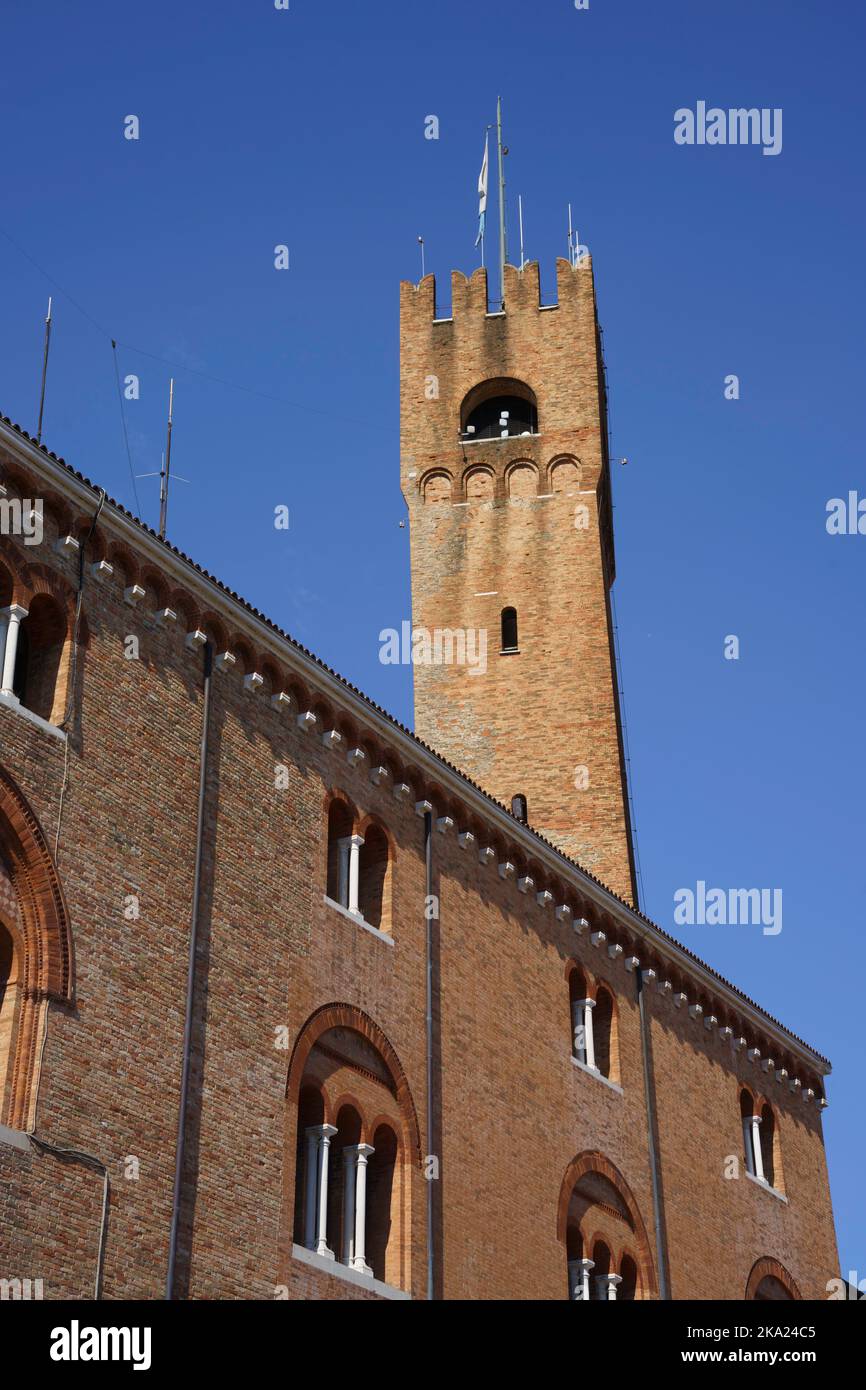 Exterior of historic buildings in Treviso, Veneto, Italy. The Palazzo ...