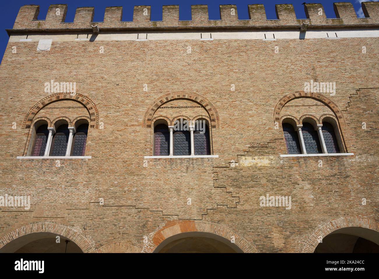 Exterior of historic buildings in Treviso, Veneto, Italy. The Palazzo ...