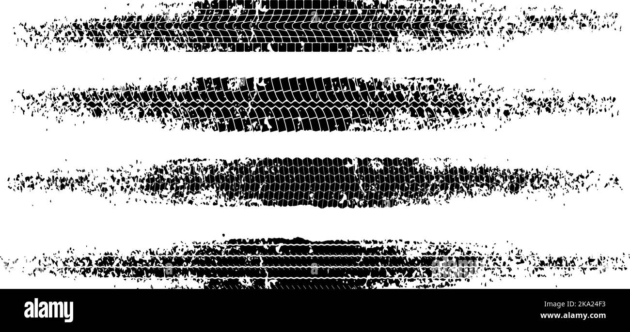 Set of black tire tread print with grunge effect isolated on white background Stock Vector Image ...