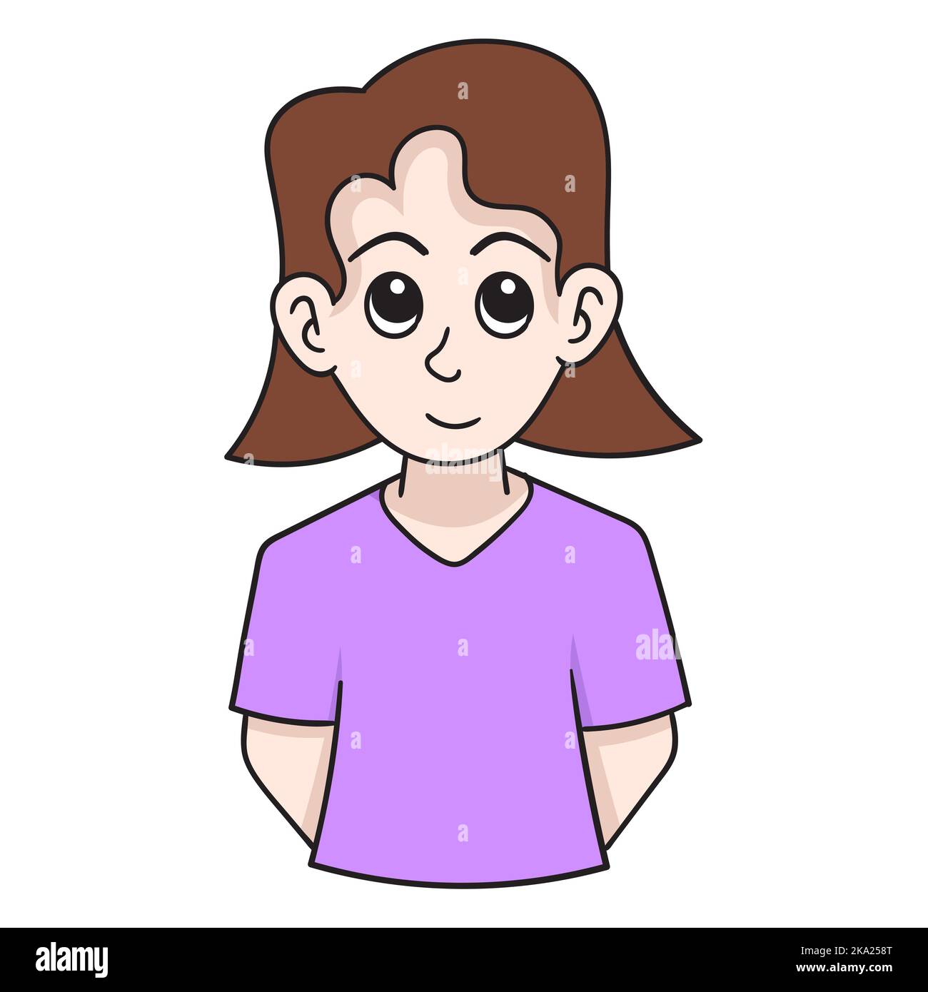 Beautiful Short Hair Female Avatar Illustration Friendly Smile Vector Design Illustration Art 