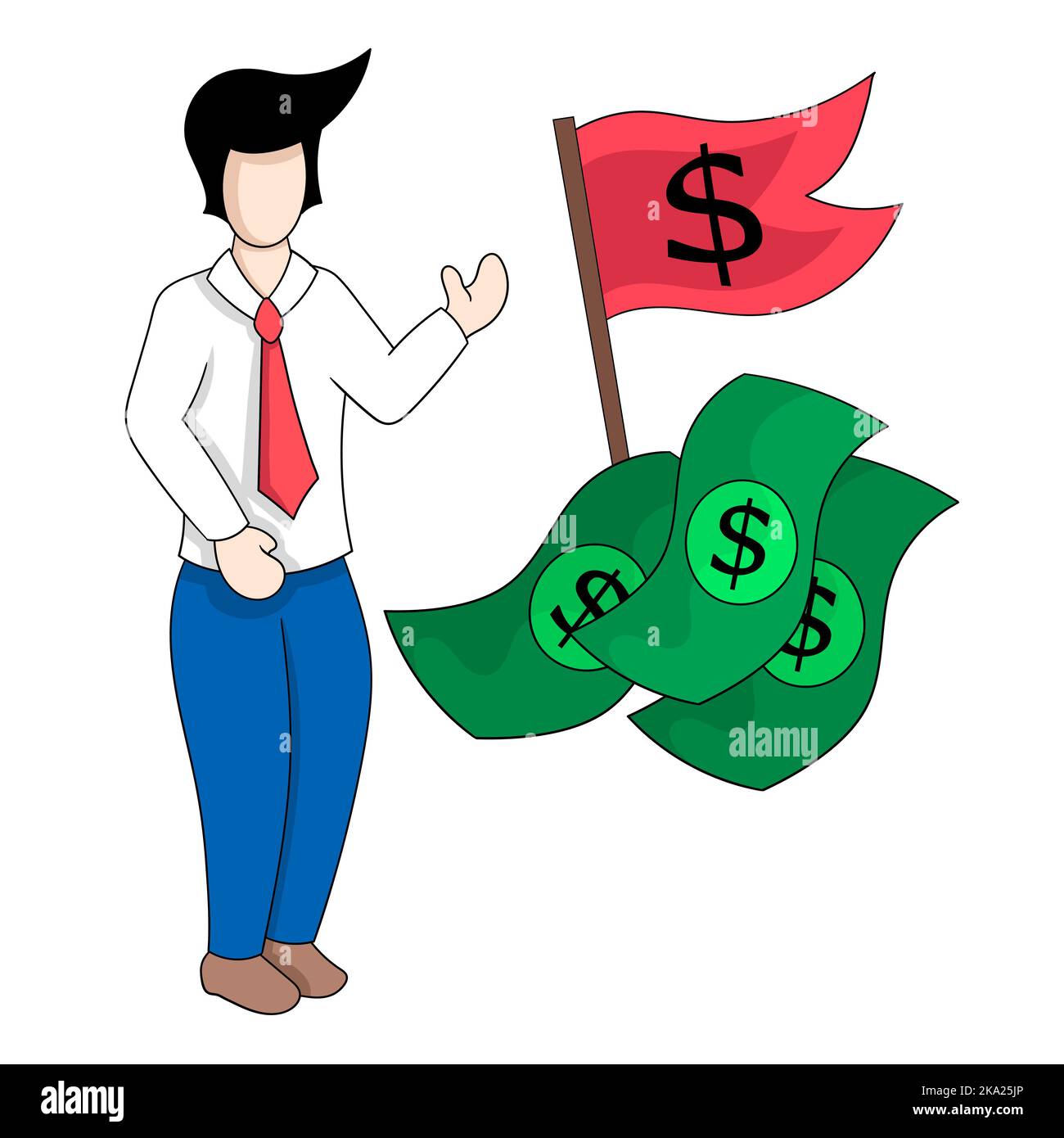 illustration of business worker explaining financial target with best ...