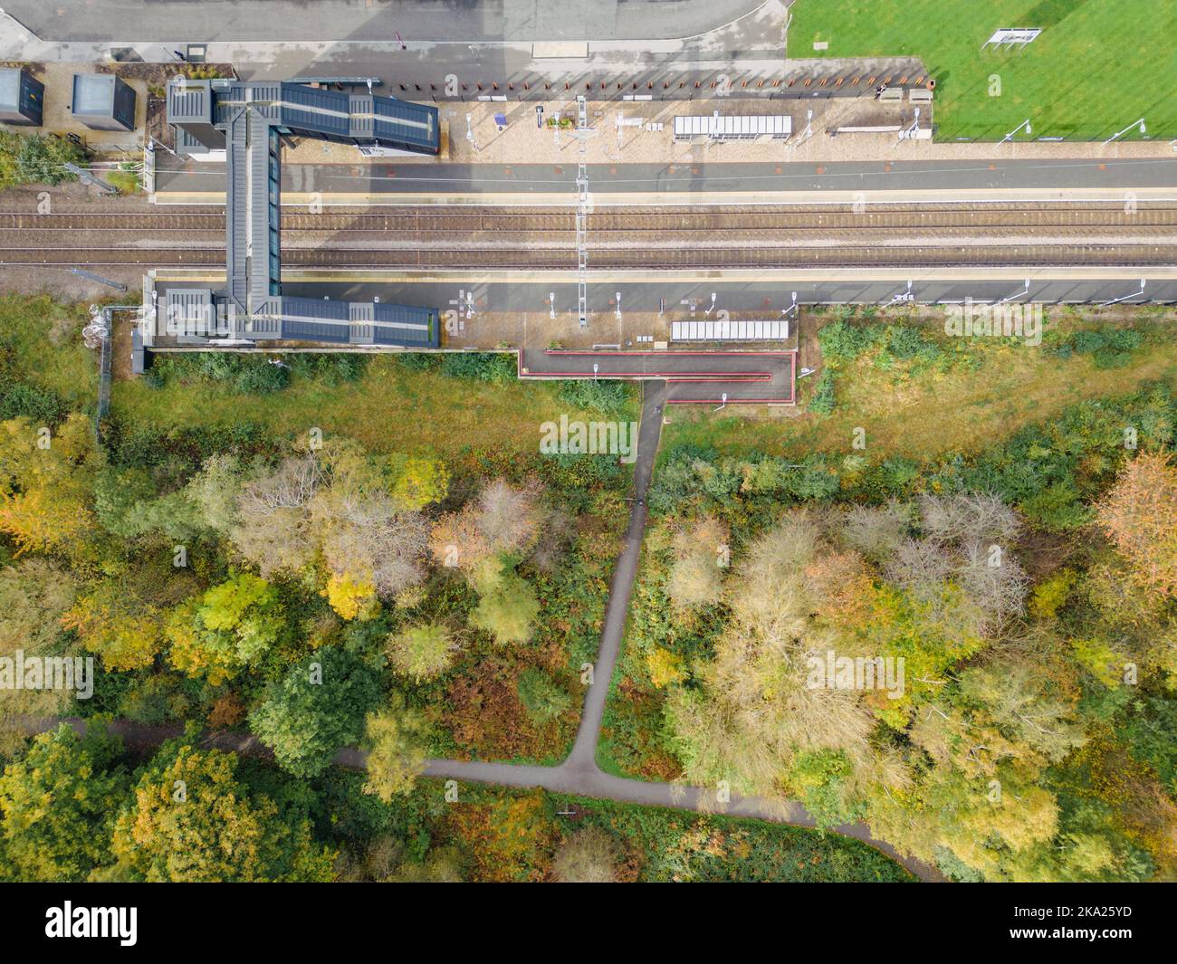 Aerial passenger train tracks hi-res stock photography and images - Alamy