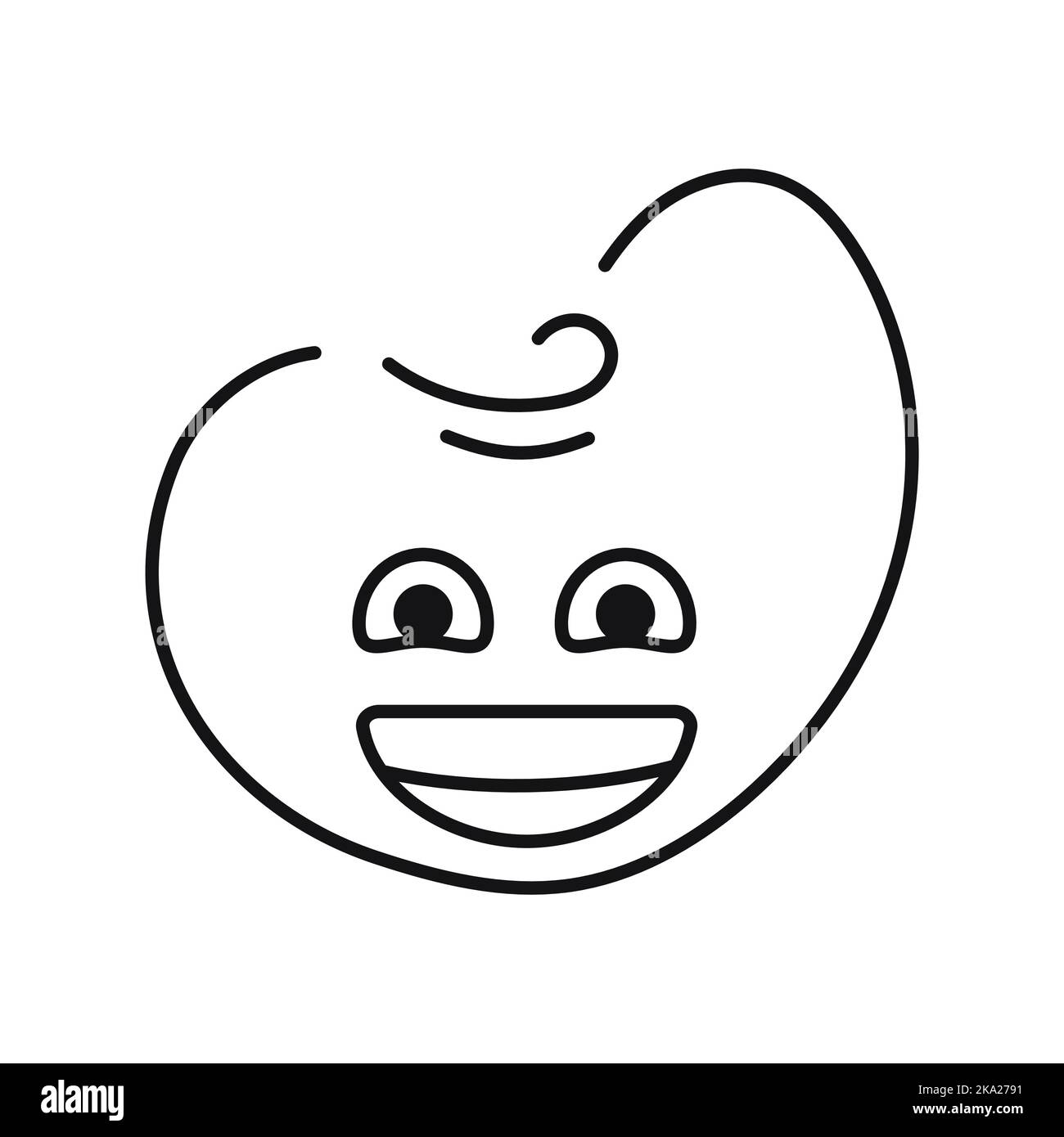 Happy green character color line icon. Mascot of emotions Stock Vector ...