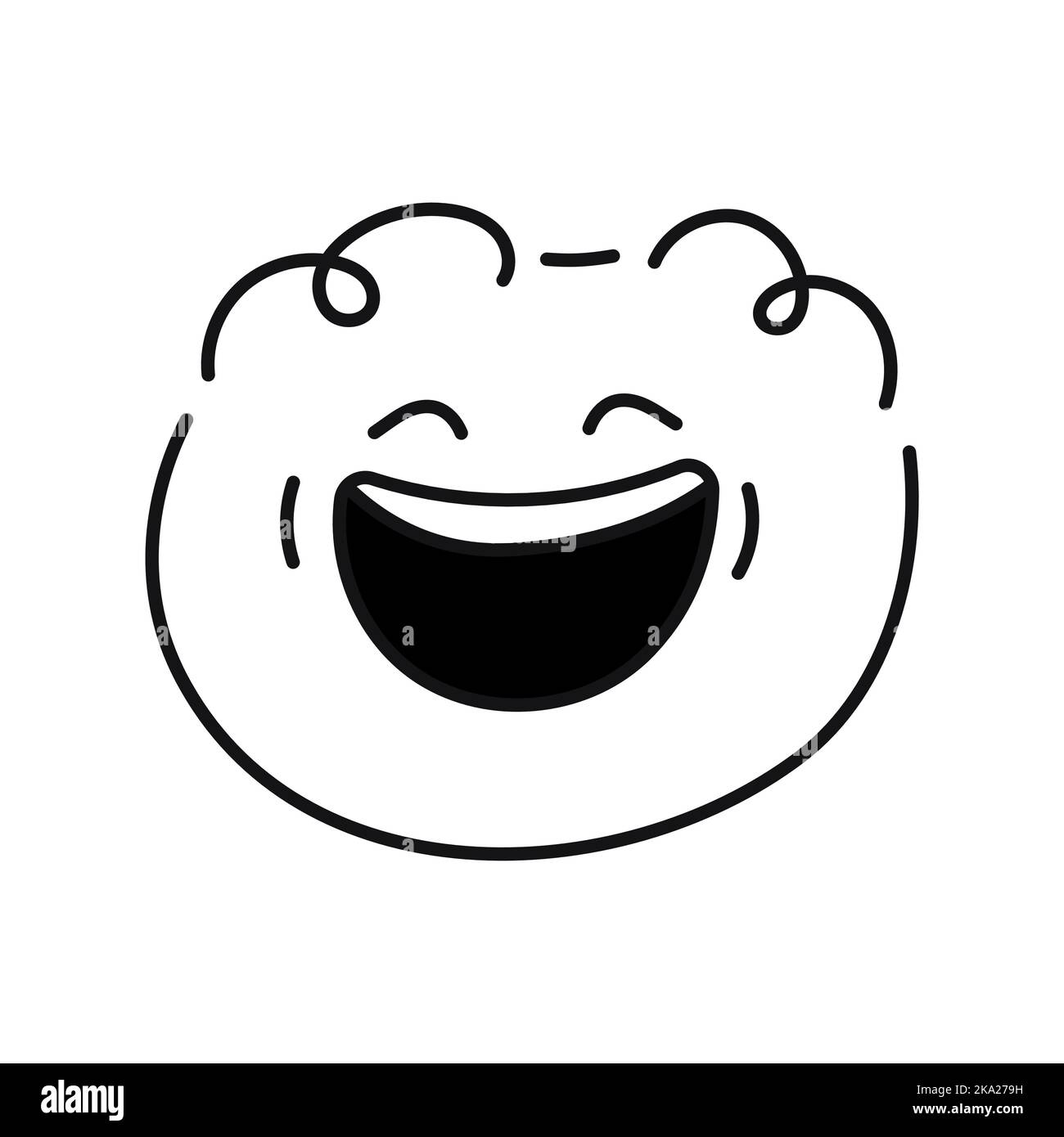 Green round funny character color line icon. Mascot of emotions Stock ...