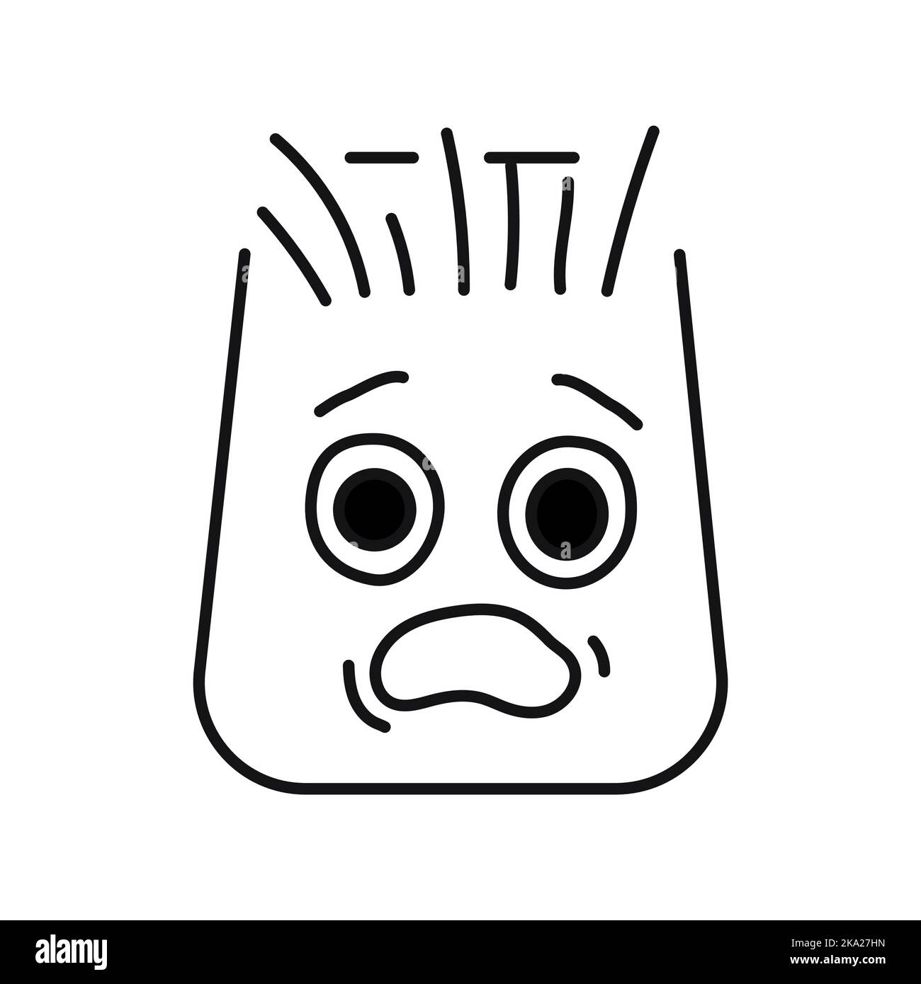 Purple rectangular scared character color line icon. Mascot of emotions ...