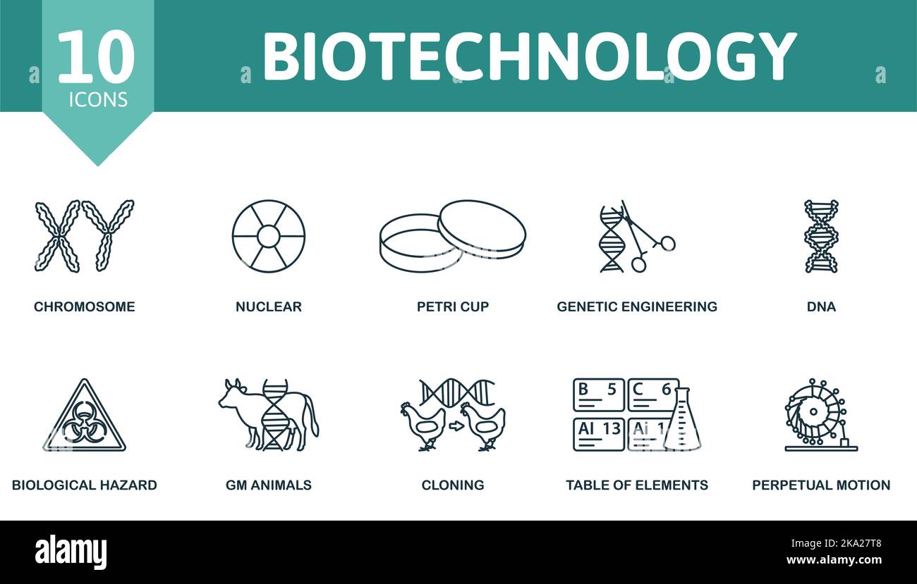 Biotechnology icon set. Monochrome simple Biotechnology icon collection ...