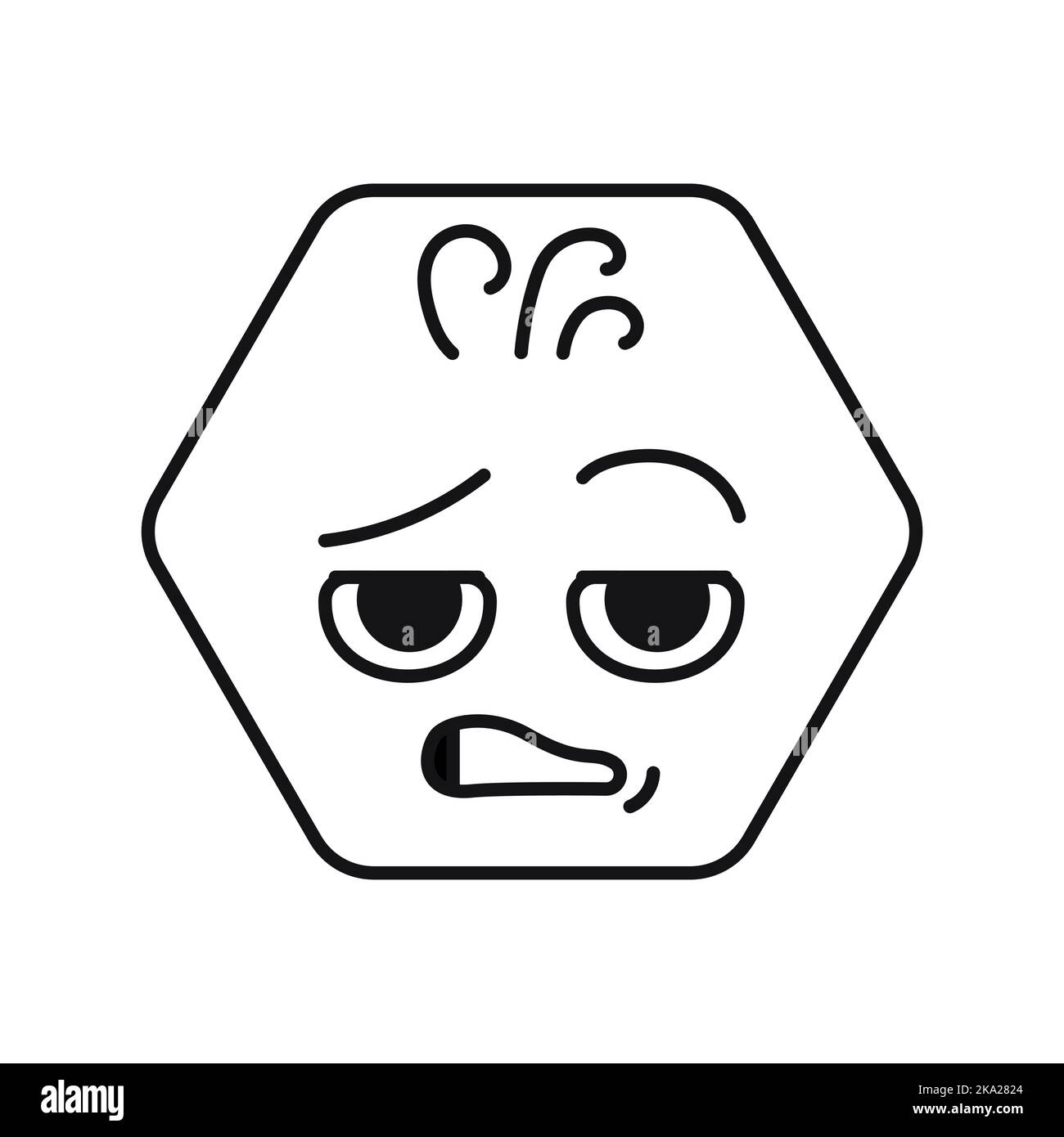 Hexagonal orange character color line icon. Mascot of emotions Stock ...