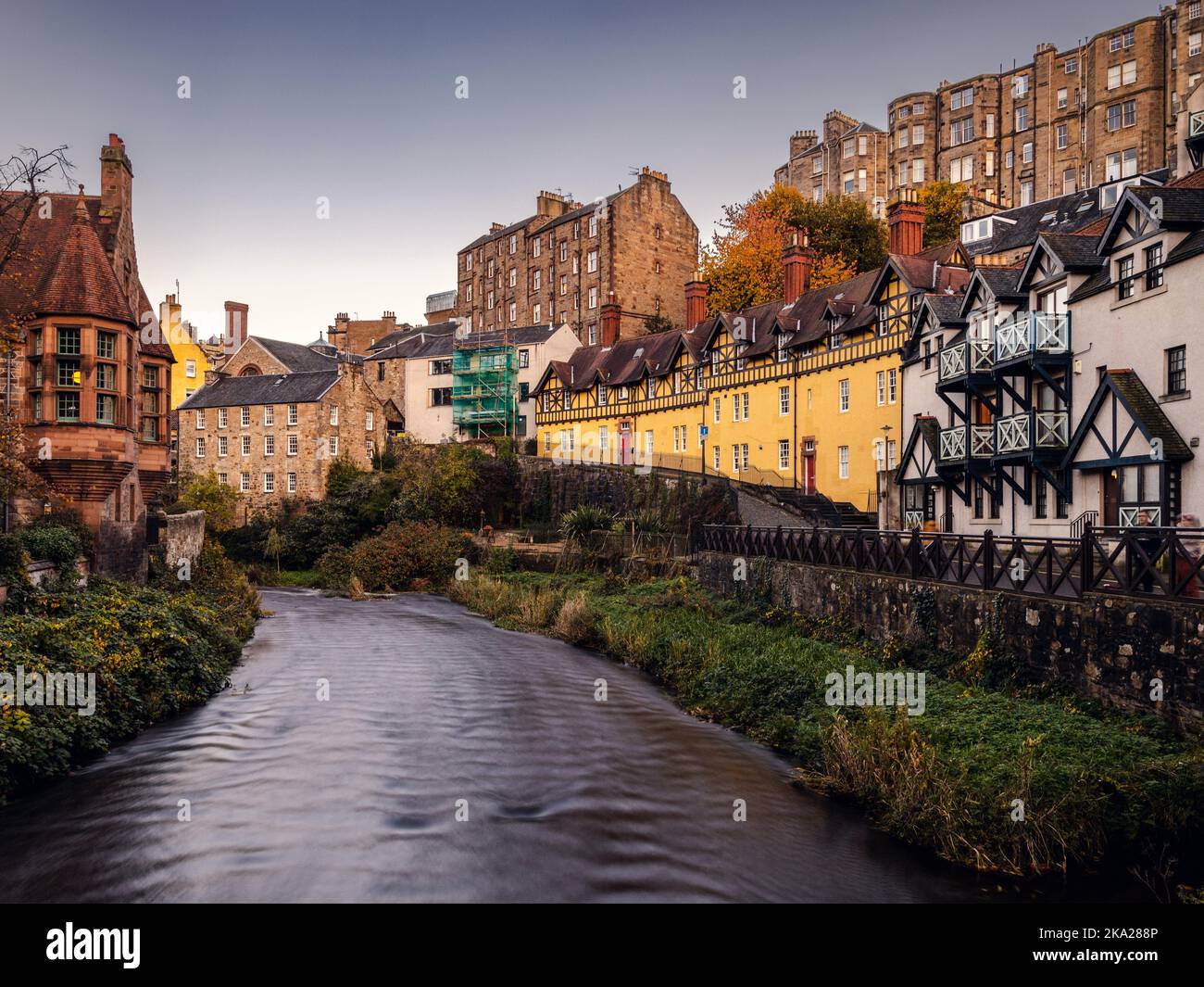 Dean village and river in Edinburgh (Scotland) during sunset Stock ...