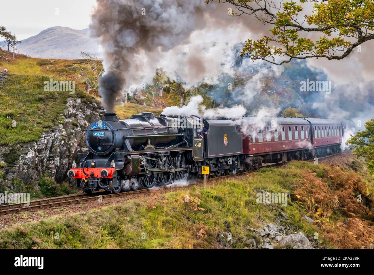 Exiting the Bleadale Station tunnel on the Fort William to Mallaig line ...