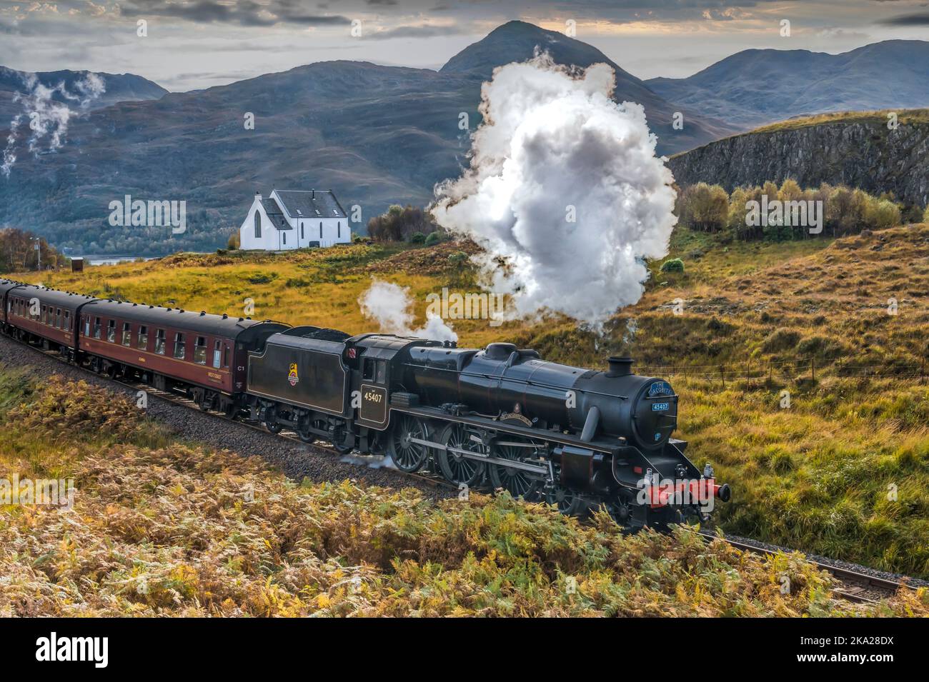 The scenically engineered Fort William to Mallaig line near Bleadale ...