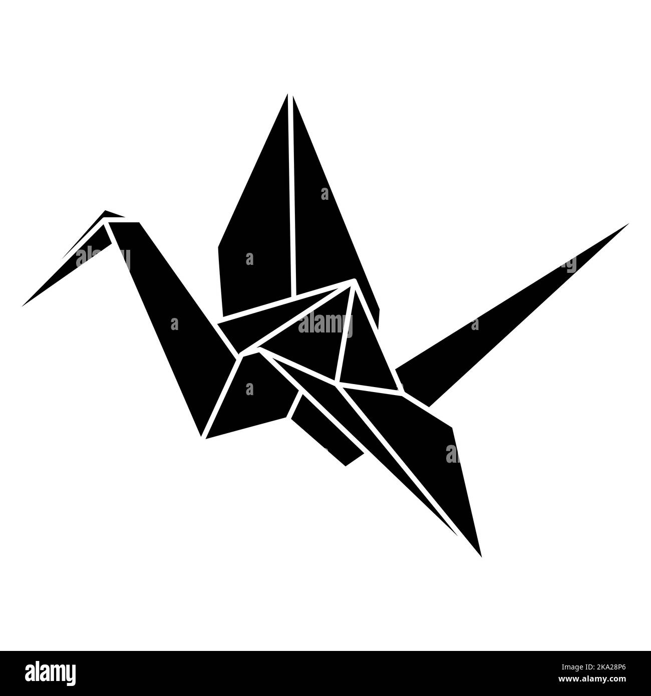 Origami crane vector silhouette illustration icon isolated on white ...
