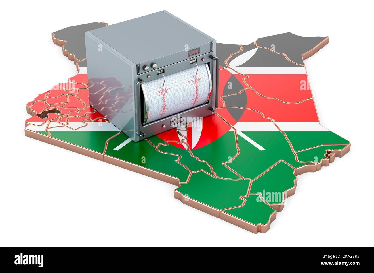 Earthquake in Kenya concept, 3D rendering isolated on white background ...