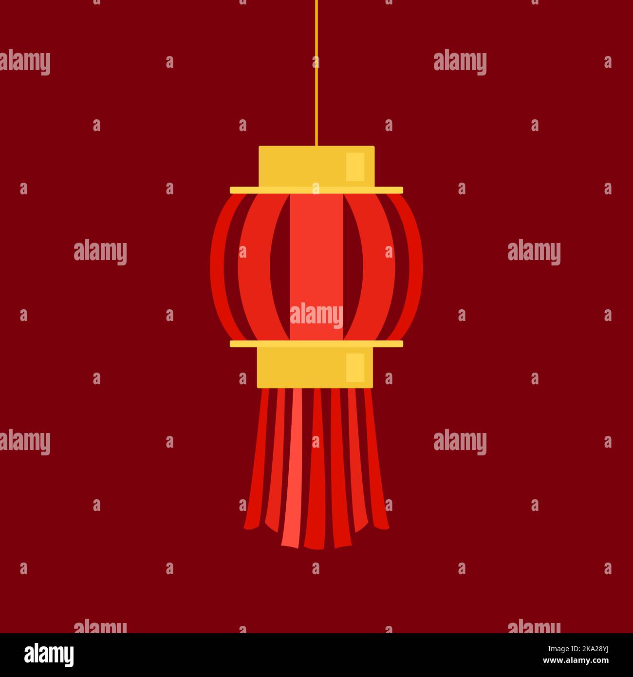 Chinese paper lantern circular shape hang with tassel vector flat ...