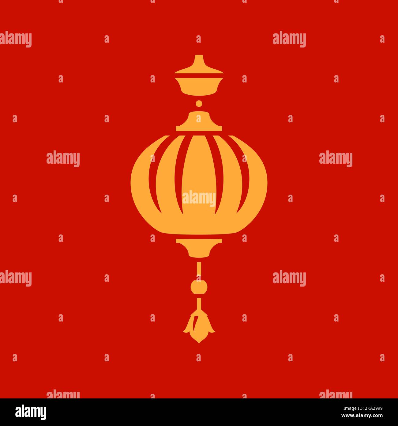 Chinese paper lantern lamp circular hang Oriental culture lighting vintage icon vector ...