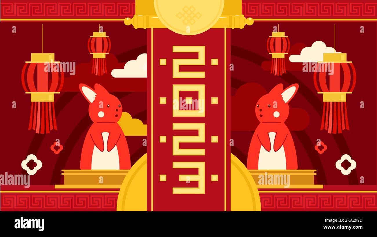 2023 Chinese New Year rabbit prosperity fortune wealth Asian culture ...