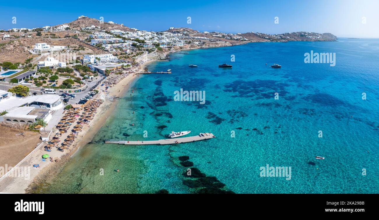 The beautiful beach of Agios Ioannis on the island of Mykonos Stock ...